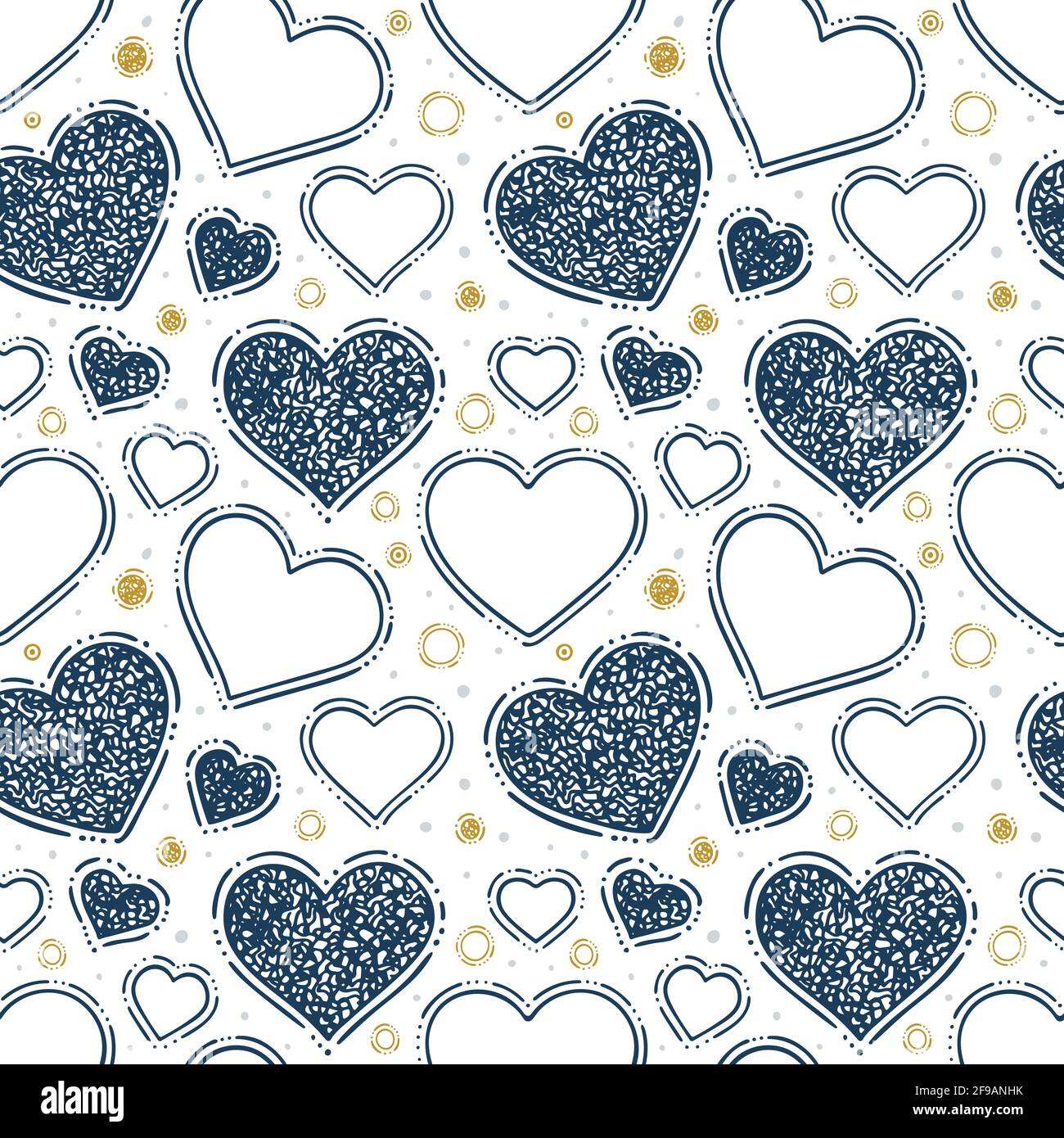 Hearts. Hand drawn hearts seamless pattern. Doodle drawing different ...
