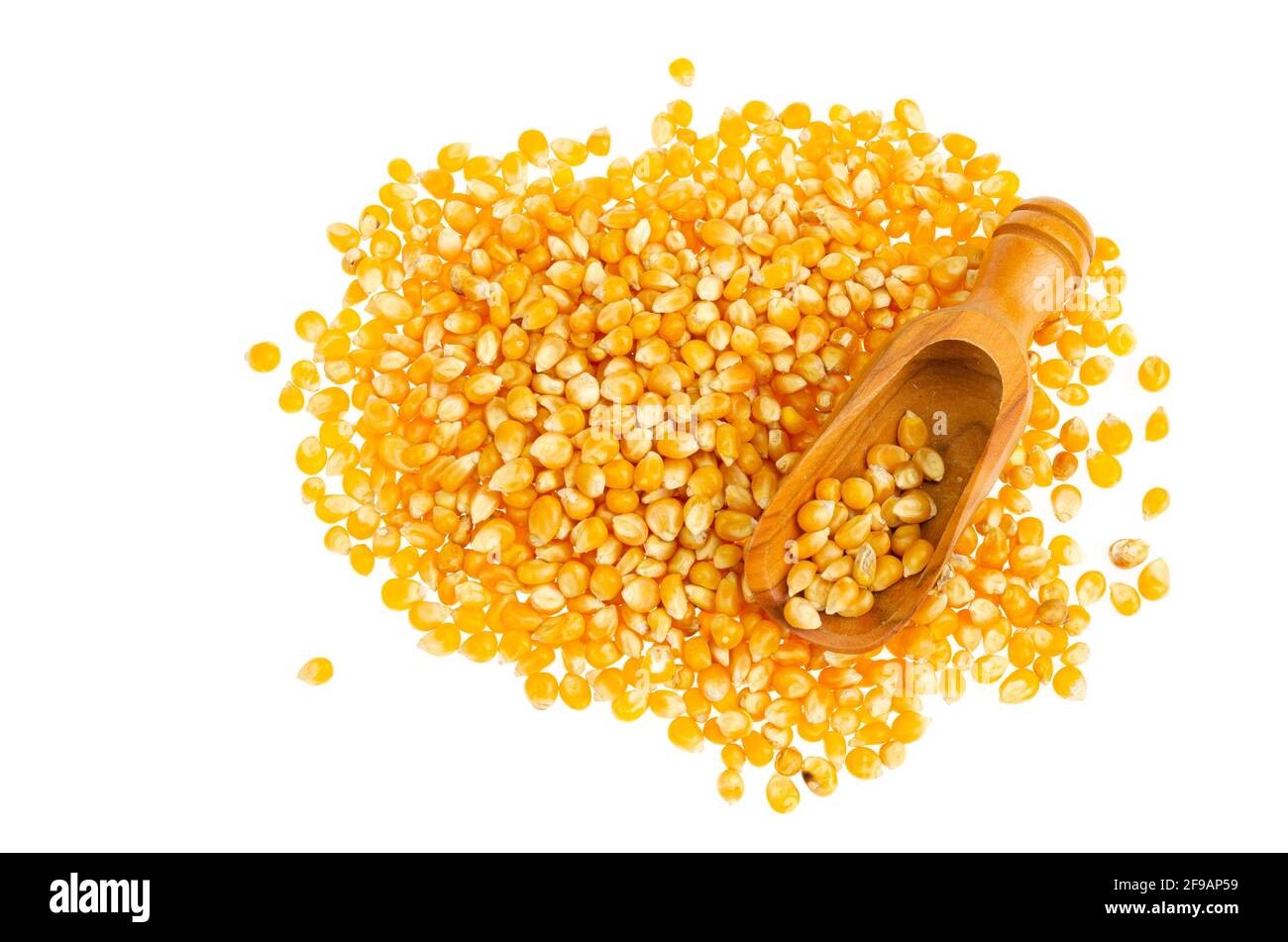 Pile of dry yellow corn kernels isolated on white background. Studio ...