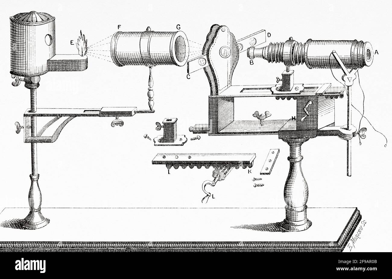 Horizontal microscope of Filippo Bonanni microscopes, 1660. Old 19th ...