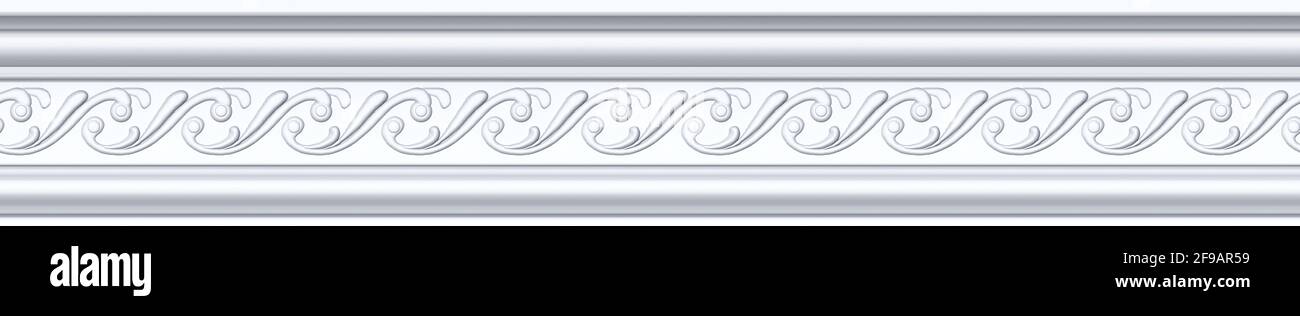 Seamless pattern of white classic mold cornice with classic floral ...