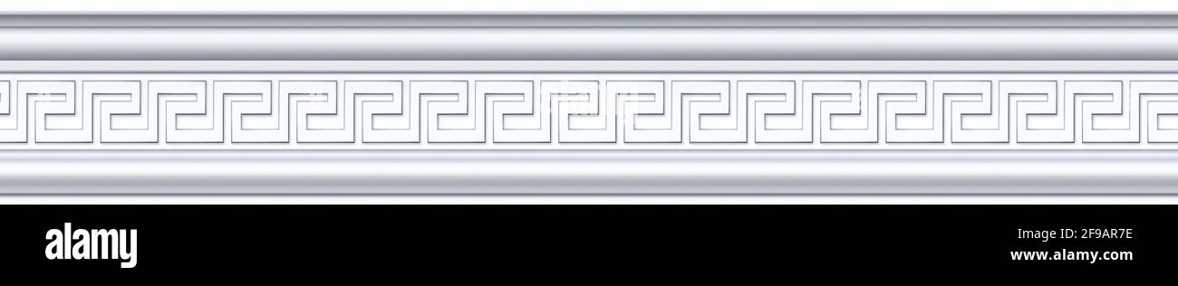 Seamless pattern of white classic mold cornice with classic meander ...