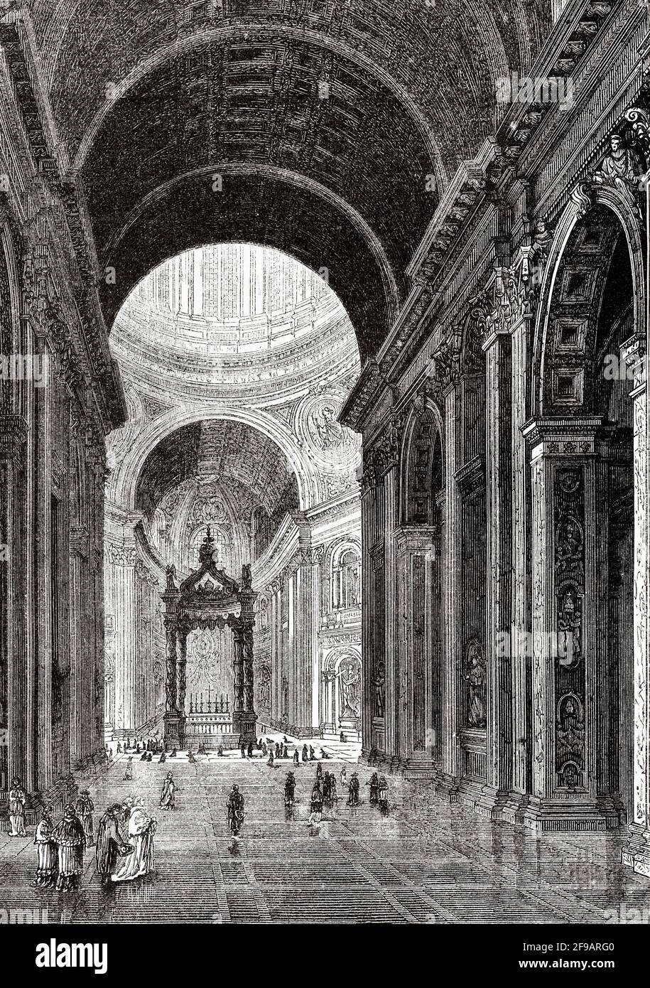 Basilica of St Peter, Rome. Vatican City, late 1800s. Italy, Europe ...