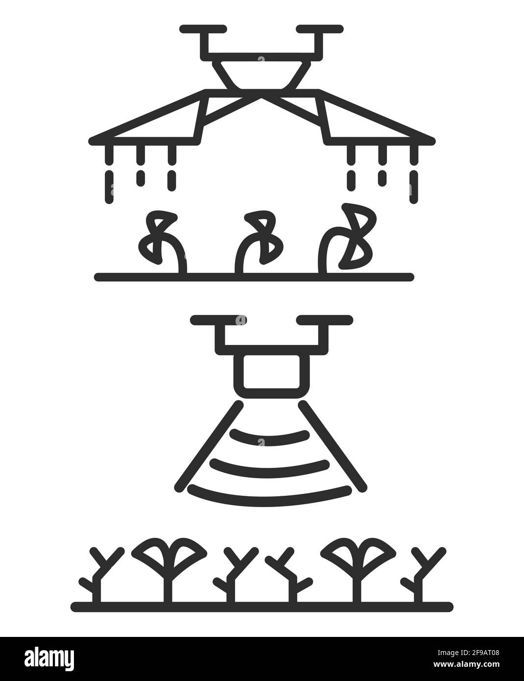 Modern smart farm outline vector illustration. Isolated on white ...