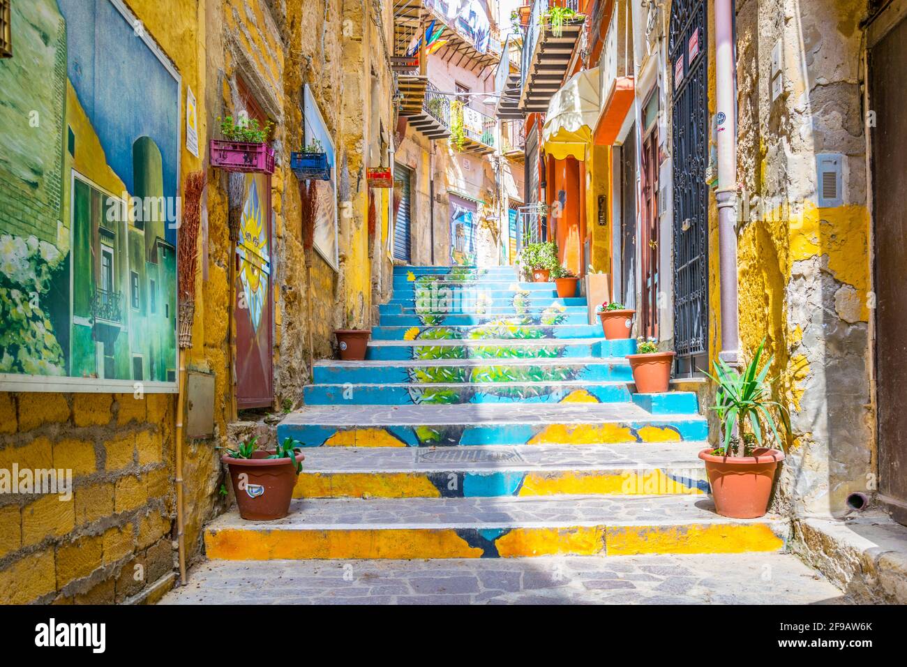 AGRIGENTO, ITALY, APRIL 22, 2017: View of a narrow street in the ...