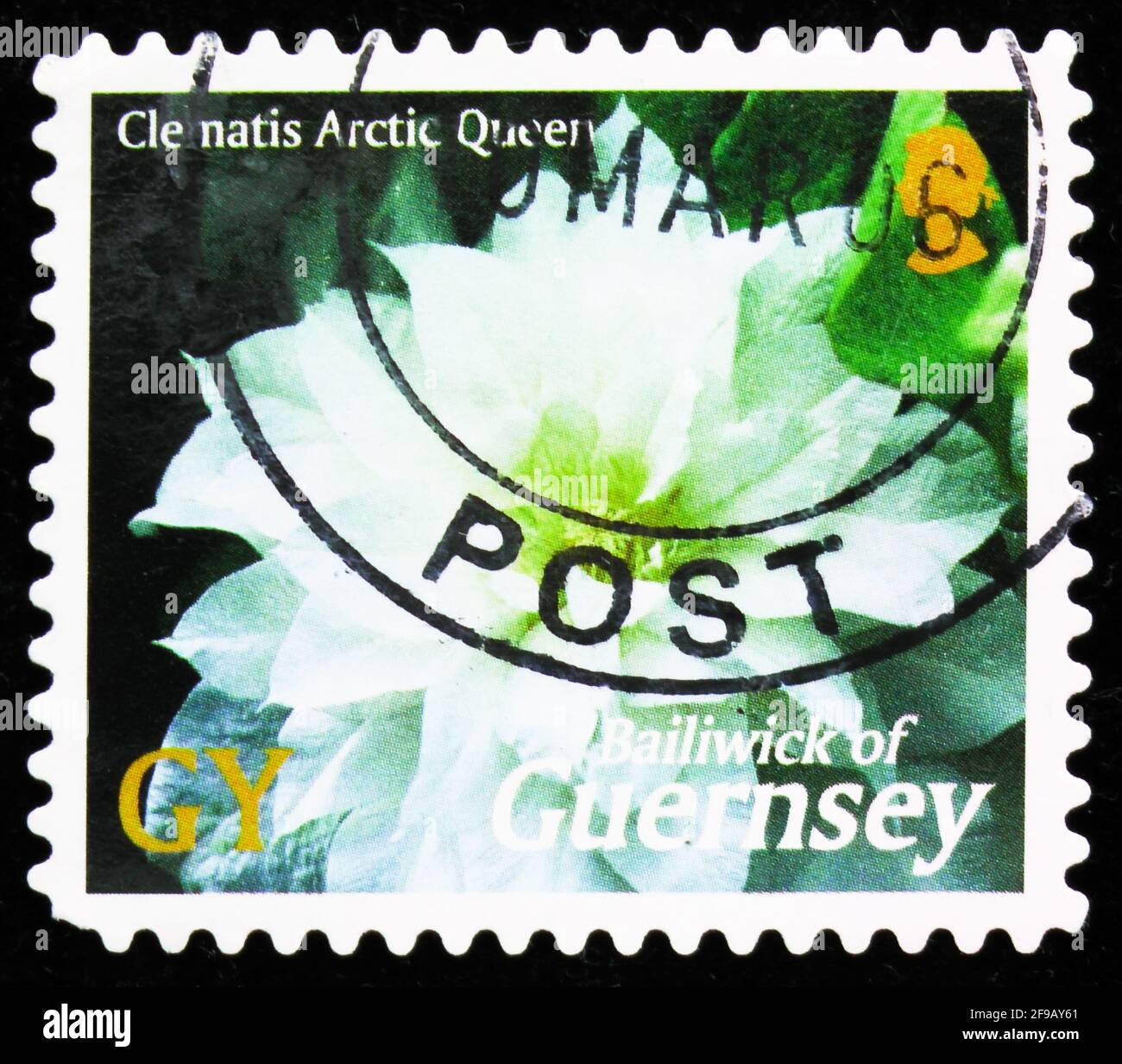 MOSCOW, RUSSIA - SEPTEMBER 22, 2019: Postage stamp printed in Guernsey ...