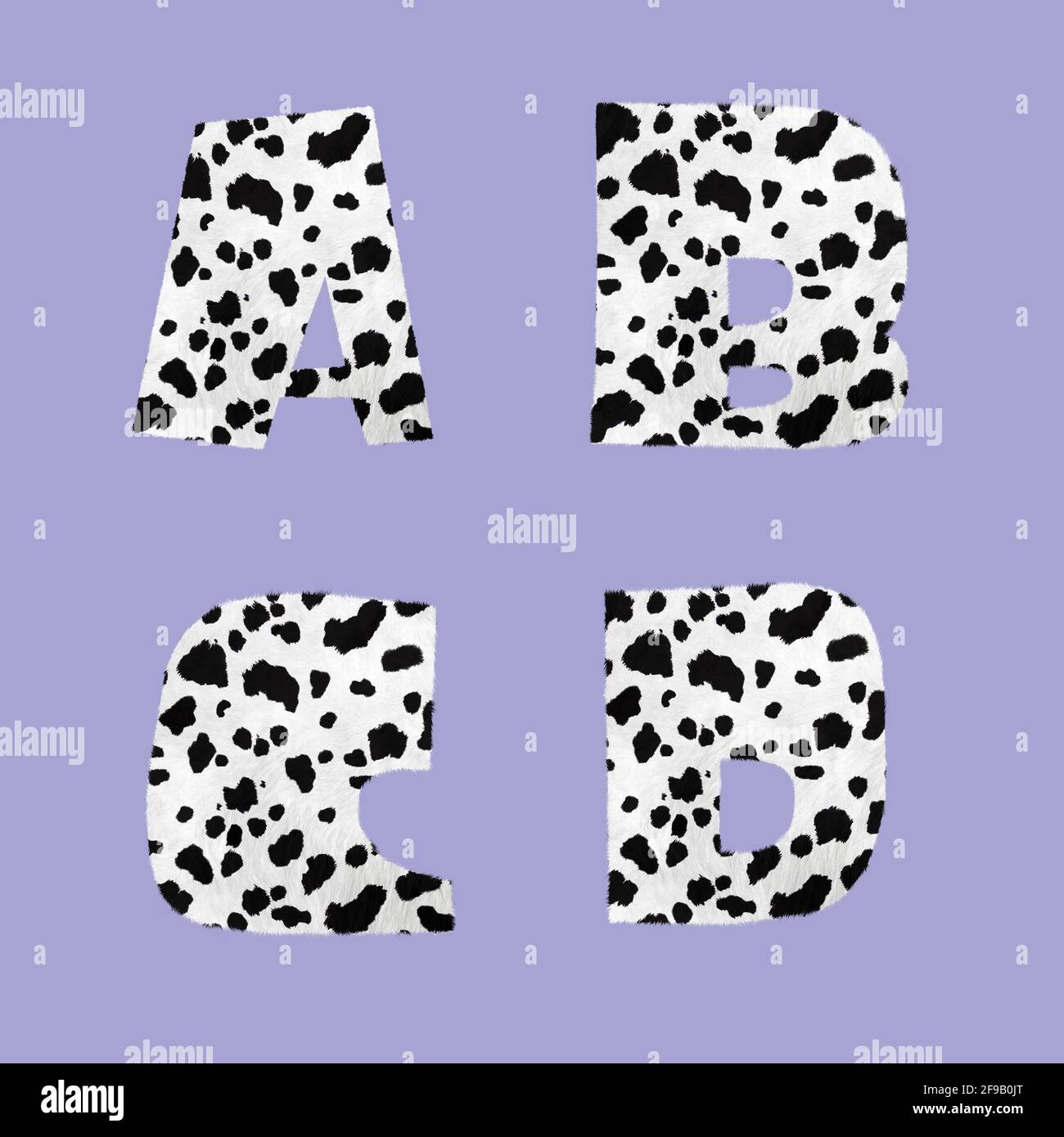 3D rendering of Dalmatian skin alphabet - letters A-D Stock Photo - Alamy