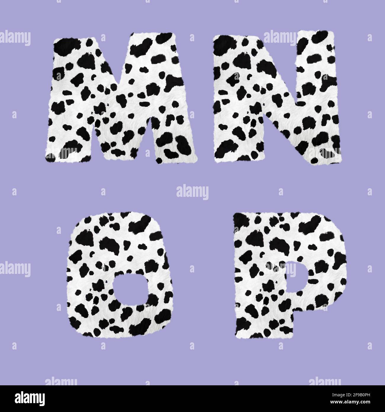 3D rendering of Dalmatian skin alphabet - letters M-P Stock Photo - Alamy