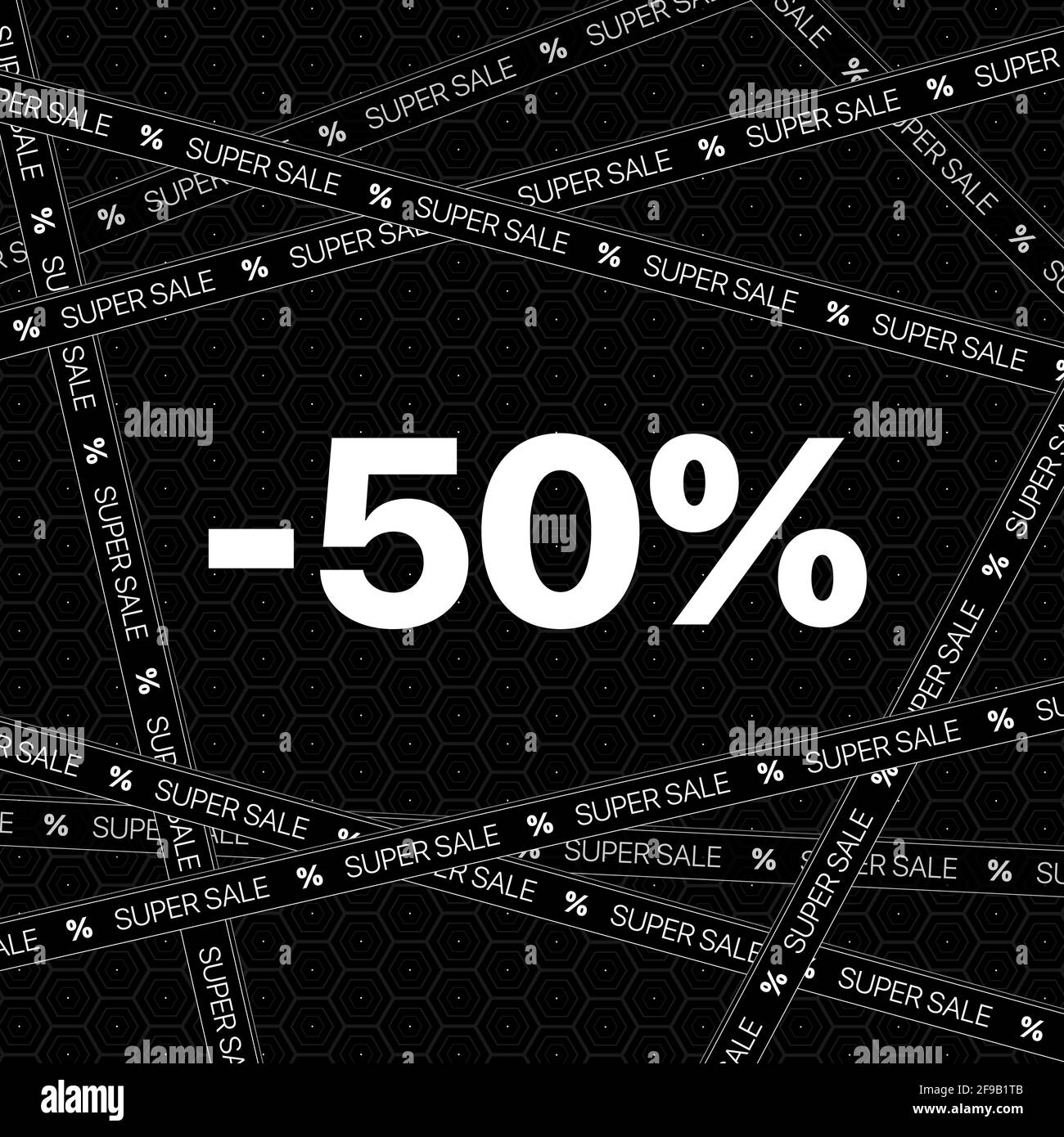 50 Percent Discount Black Background With Super Sale Tapes. Vector ...