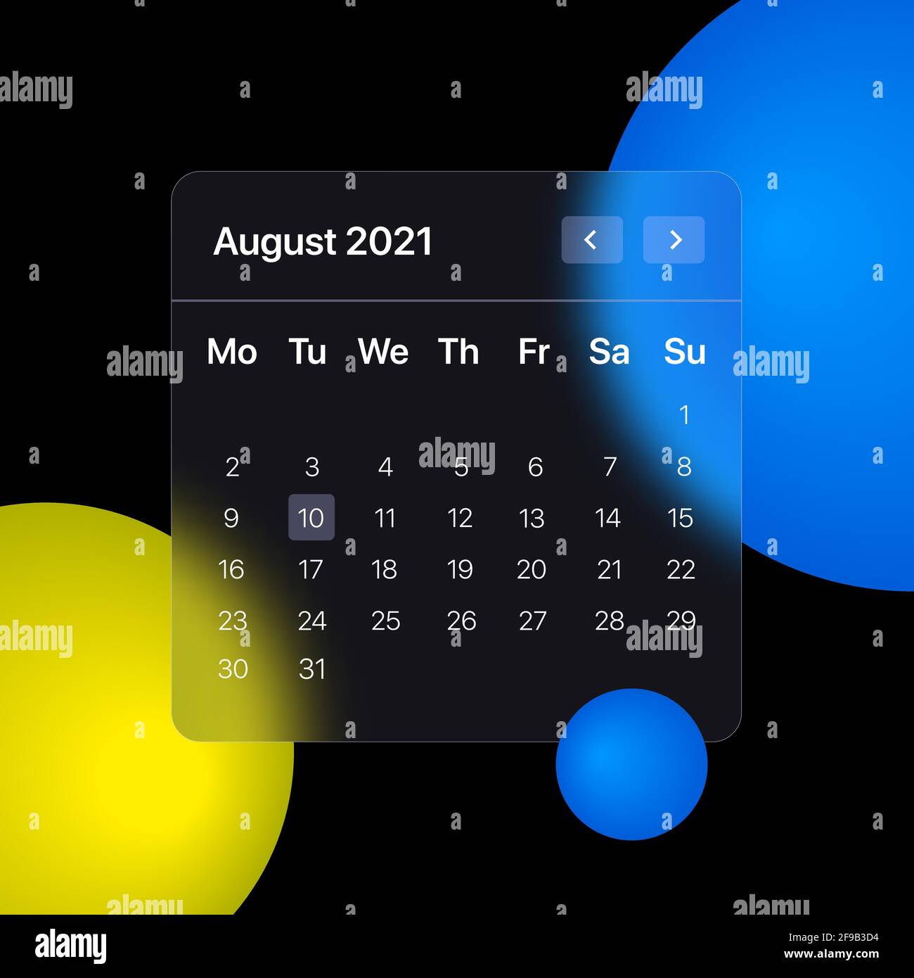 Glassmorhism Calendar Template. UI, UX, GUI layout for mobile and web ...