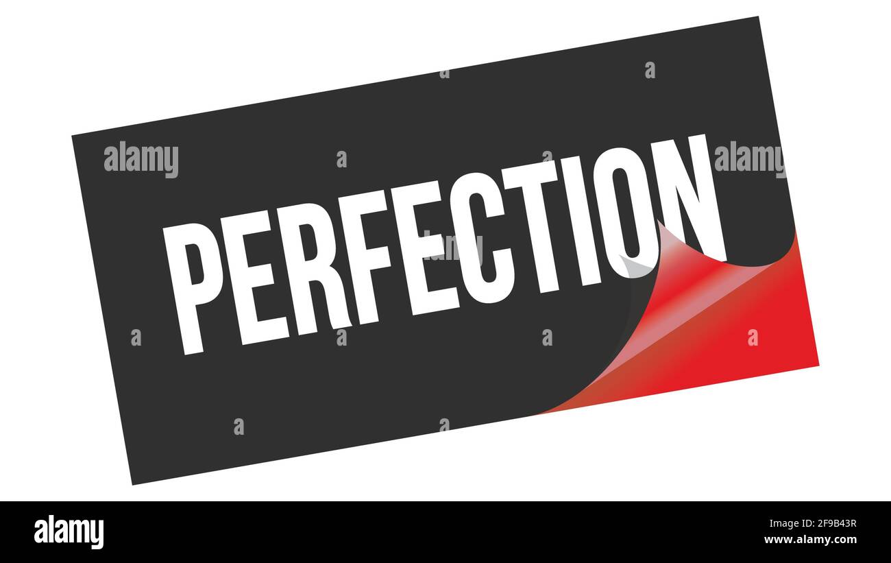 PERFECTION text written on black red sticker stamp Stock Photo - Alamy