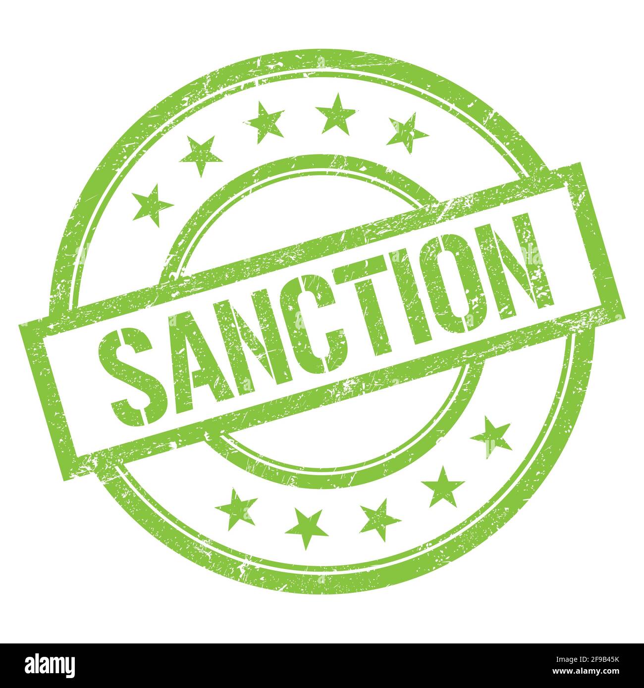 SANCTION text written on green round vintage rubber stamp Stock Photo ...