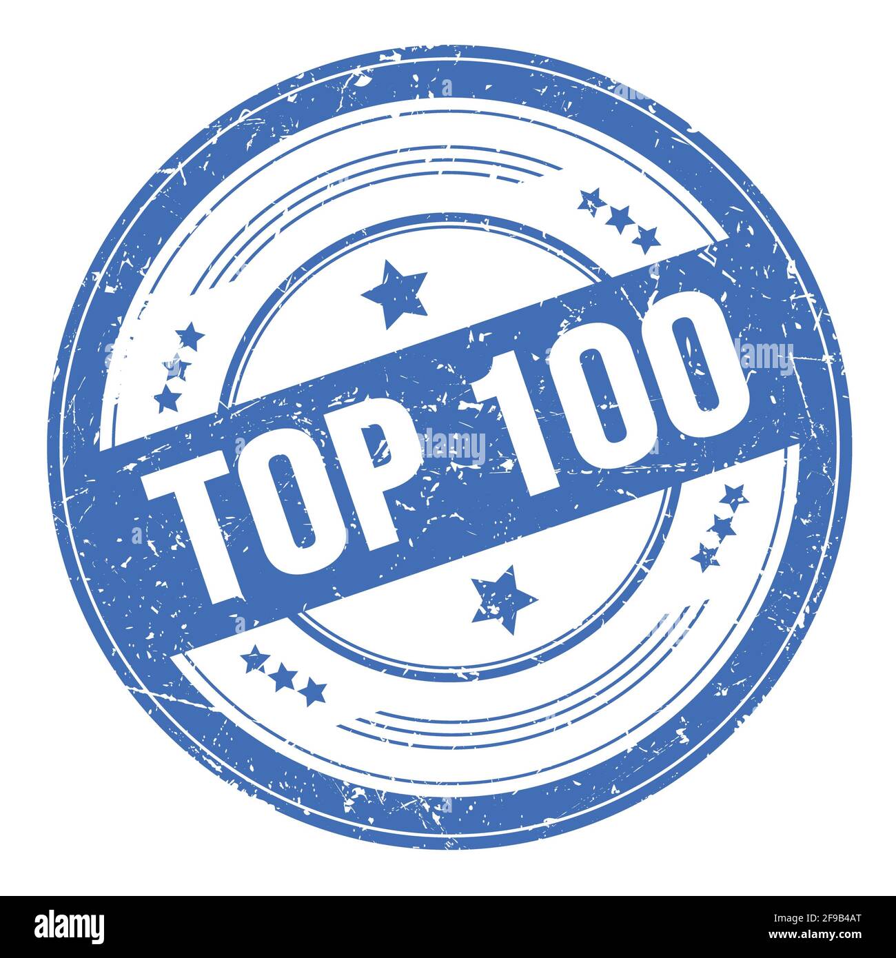 TOP 100 text on blue round grungy texture stamp Stock Photo - Alamy