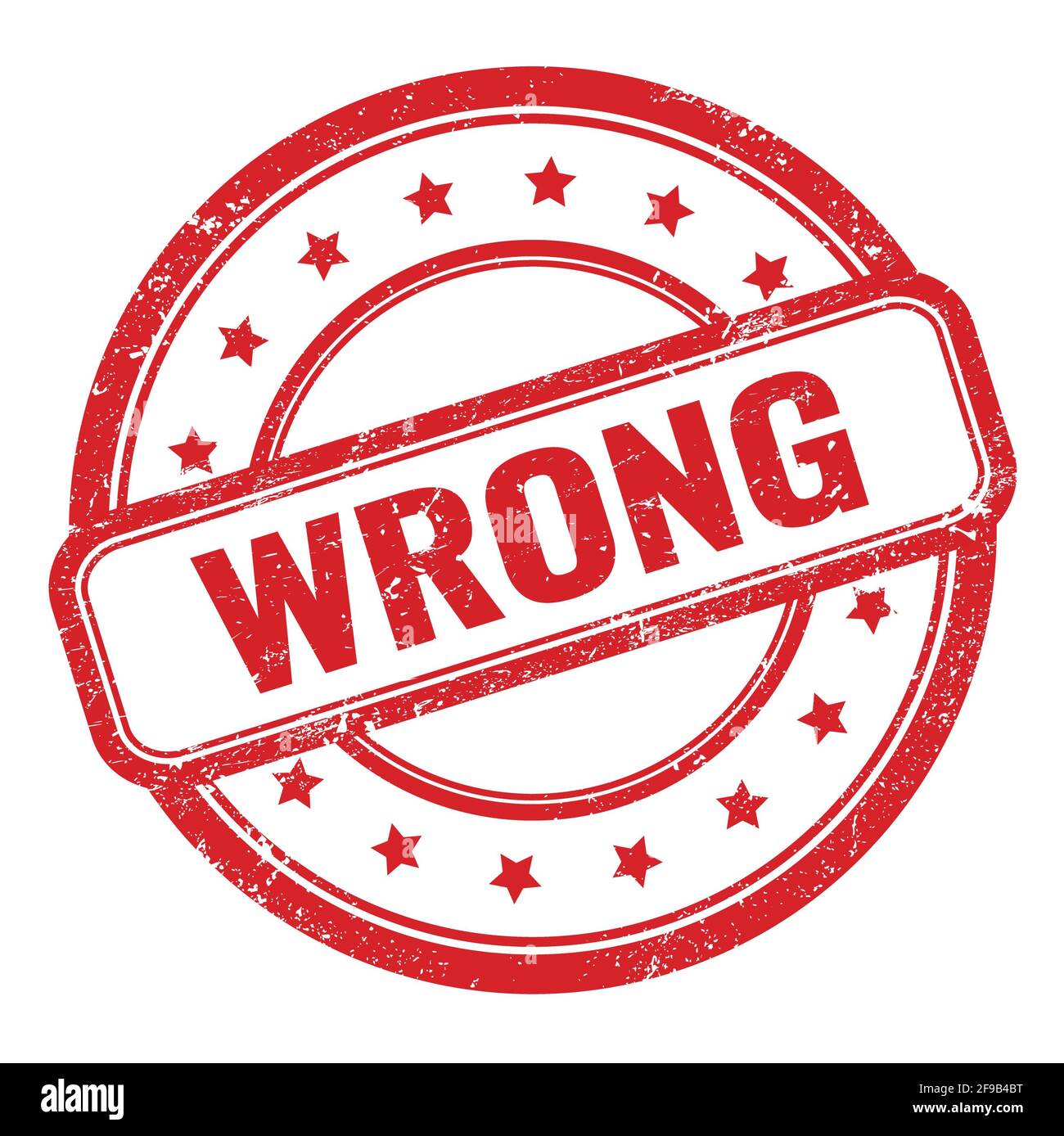 WRONG text on red grungy vintage round rubber stamp Stock Photo - Alamy