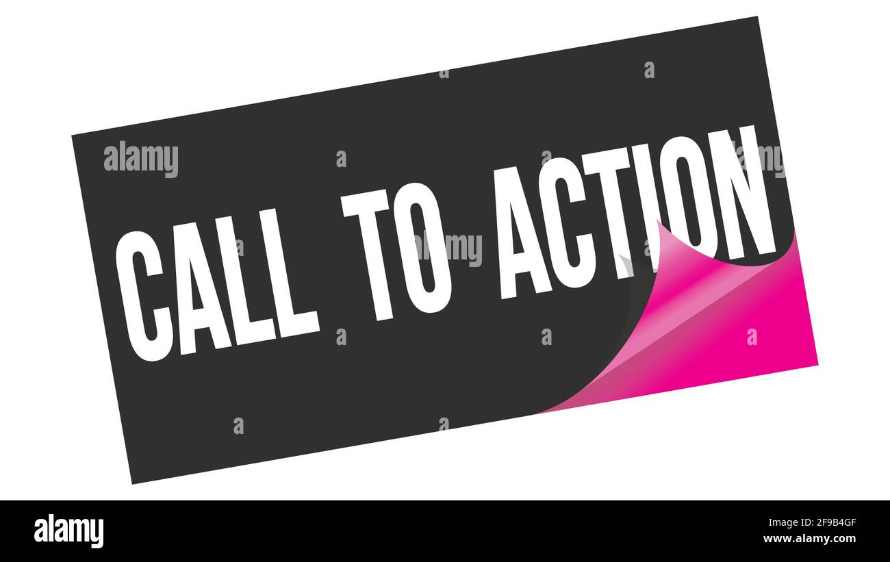 CALL TO ACTION text written on black pink sticker stamp Stock Photo - Alamy