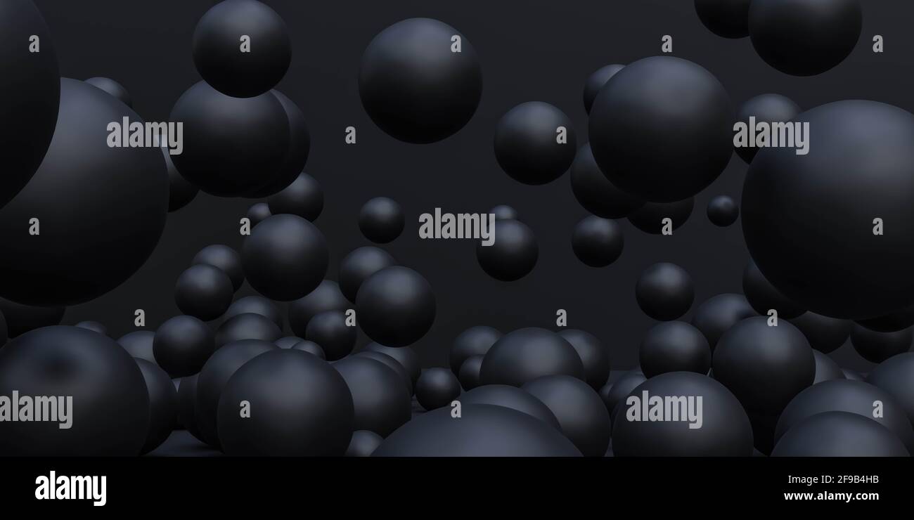 black sphere balls abstrct geometric shape background 3d render ...