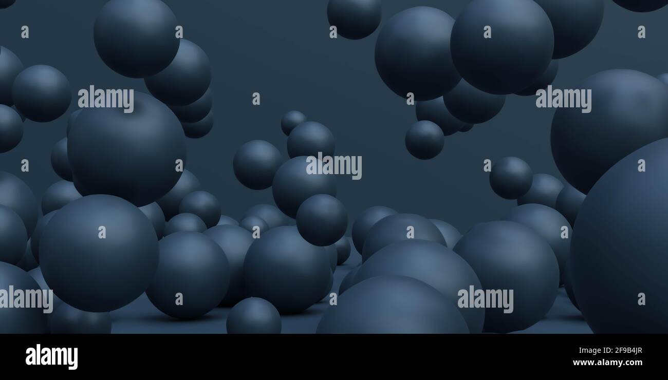 abstract blue light geometric shape balls spheres 3d render ...