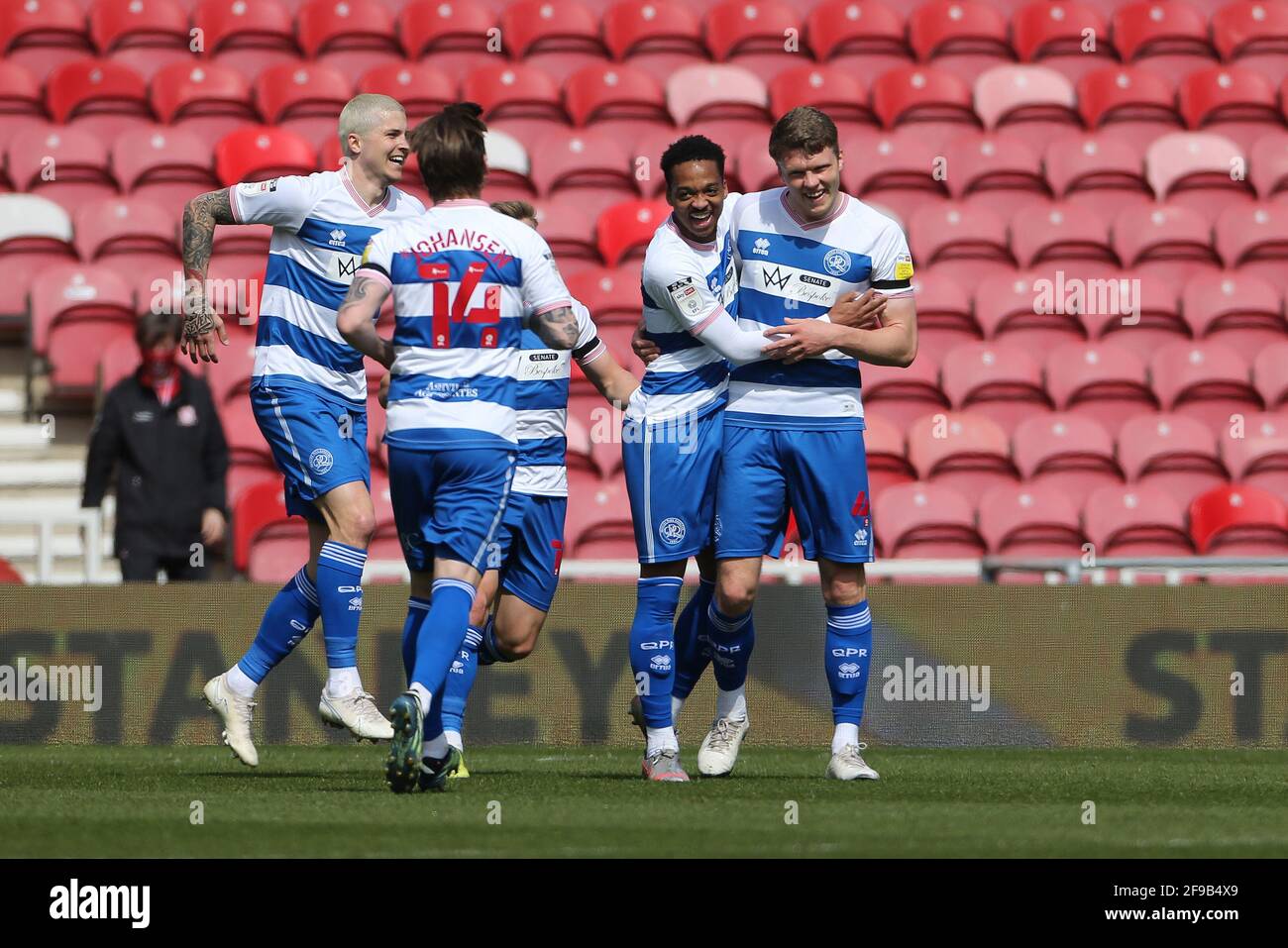MIDDLESBROUGH, UK. APRIL 17TH Queens Park Rangers' Rob Dickie ...