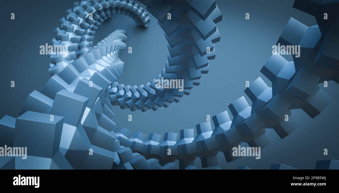 abstract blue futuristic geometric shape pattern 3d render illustration ...