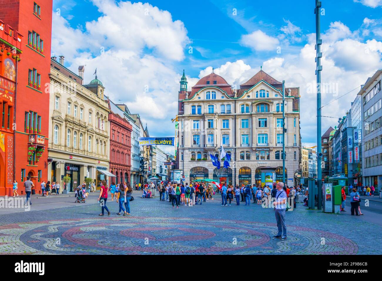 BASEL, SWITZERLAND, JULY 14, 2017: People are strolling on the ...