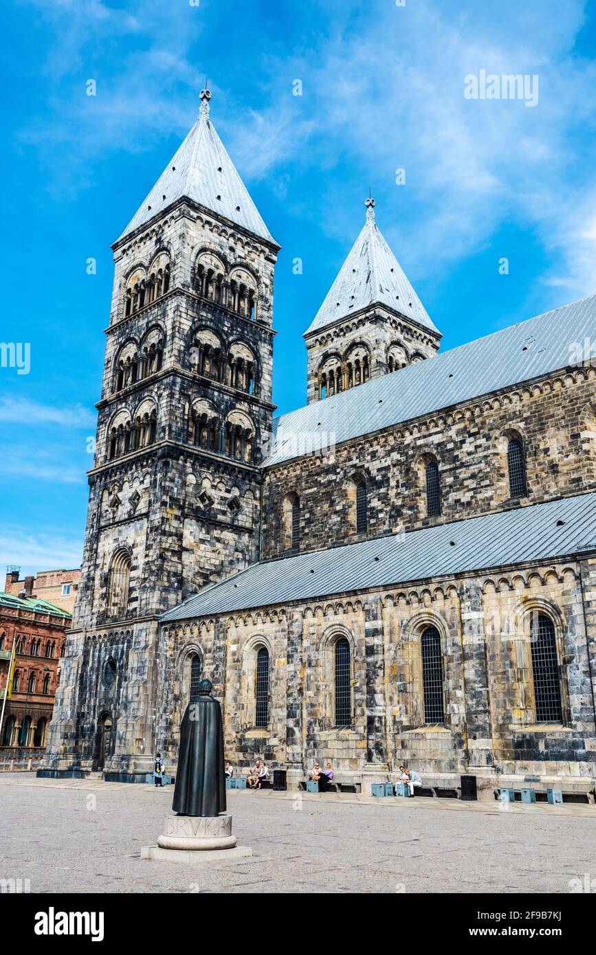 Lund, Sweden - August 30, 2019: Facade of the Lund Cathedral and the ...