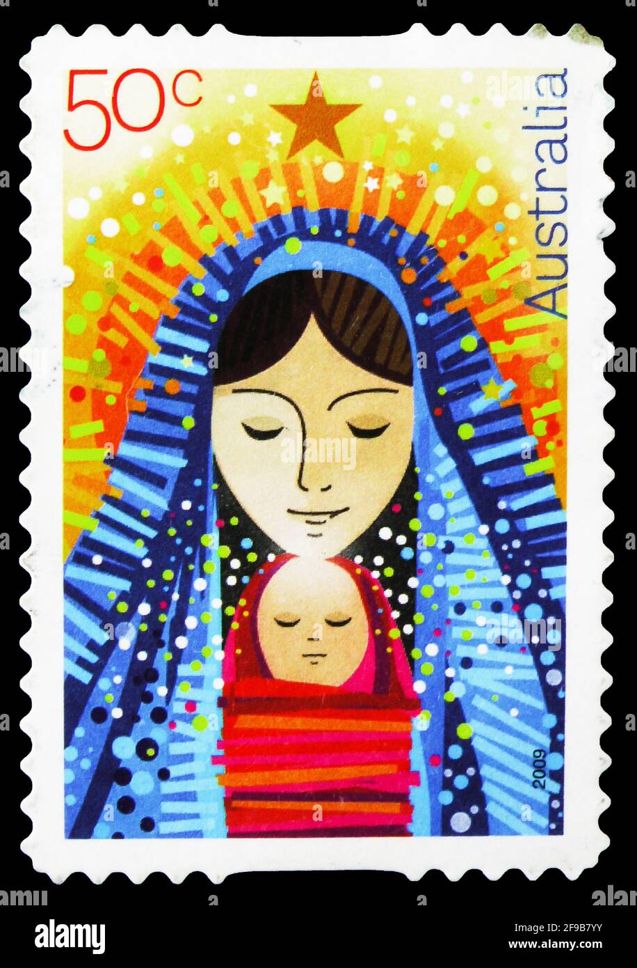 MOSCOW, RUSSIA - SEPTEMBER 22, 2019: Postage stamp printed in Australia ...