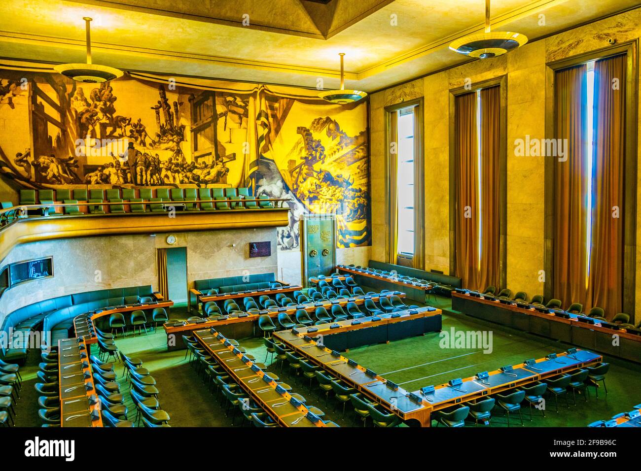 GENEVA, SWITZERLAND, JULY 20, 2017: An assembly hall in the Palace of ...