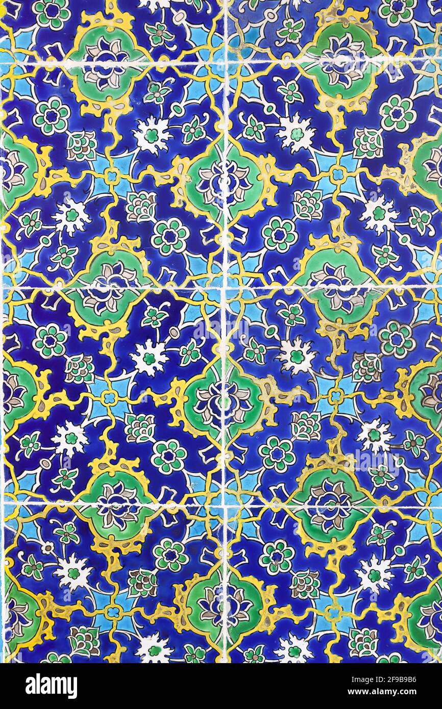 Details of Traditional Turkish Blue Tile with Blue, Green and Red Color ...