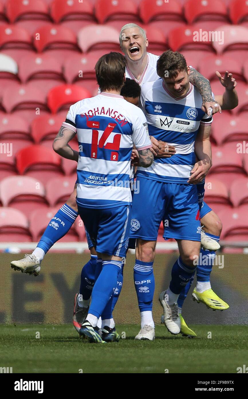 MIDDLESBROUGH, UK. APRIL 17TH Queens Park Rangers' Rob Dickie ...