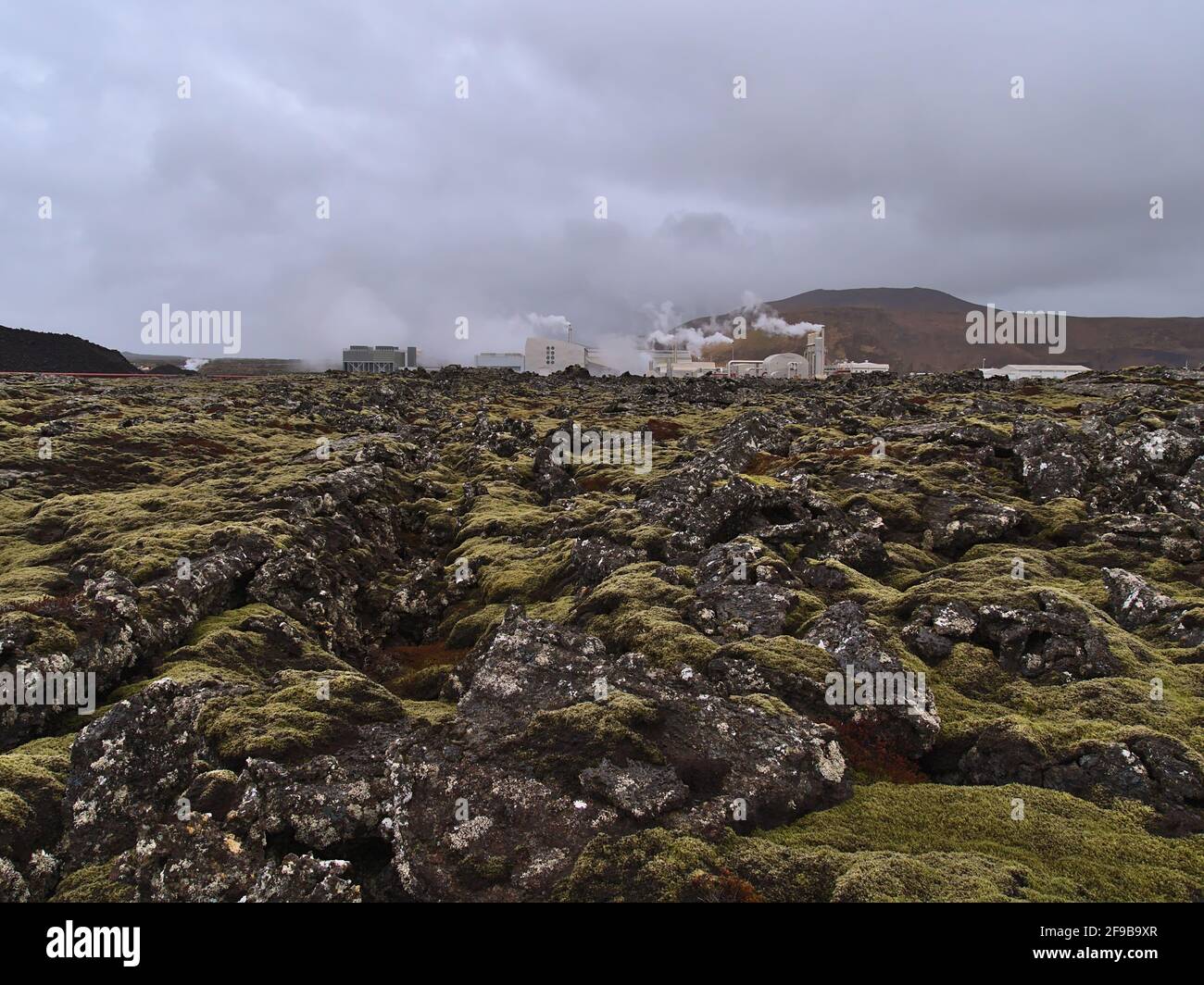 View of Svartsengi geothermal power station near Grindavik, Reykjanes ...