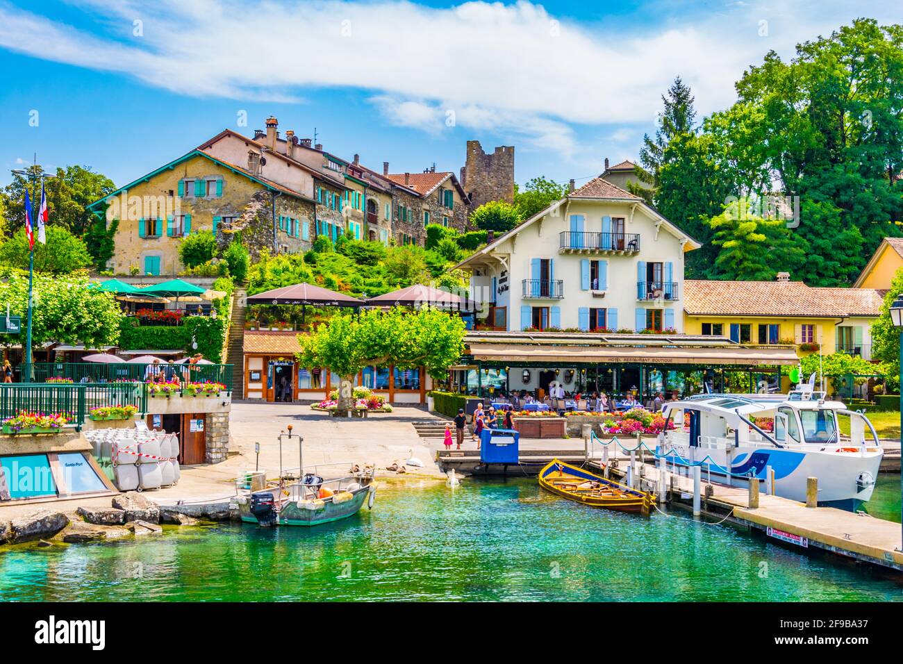 YVOIRE, France, JULY 21, 2017: Cityscape of french city yvoire viewed ...