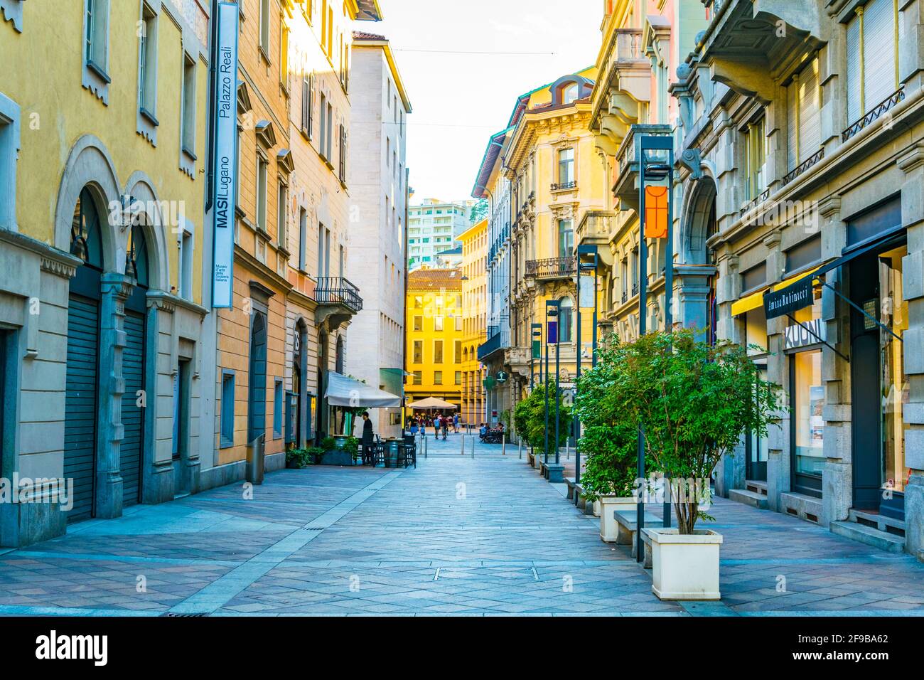 LUGANO, SWITZERLAND, JULY 24, 2017: People are strolling though a ...