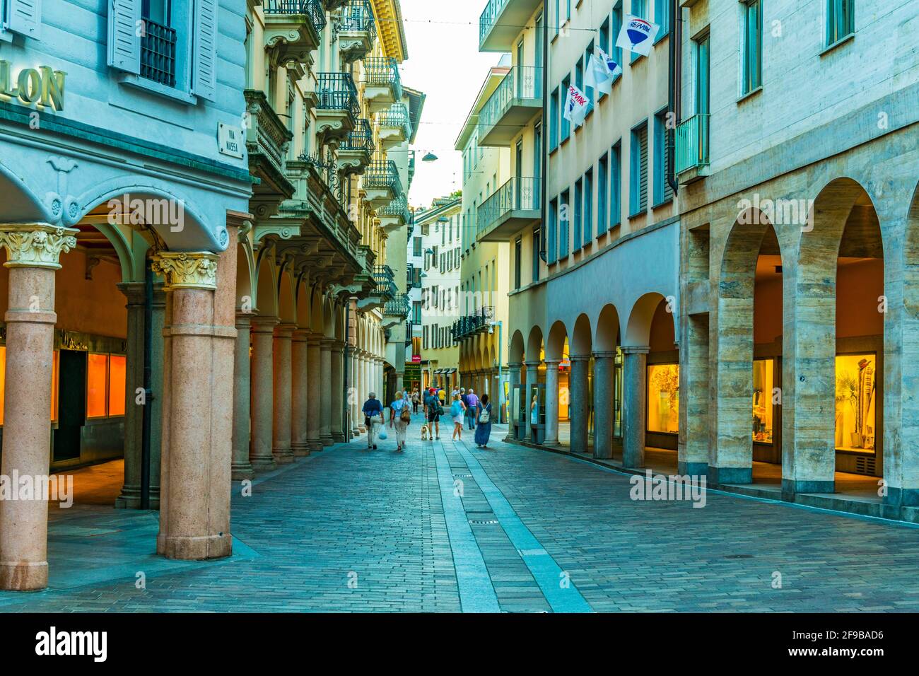 LUGANO, SWITZERLAND, JULY 24, 2017: People are strolling though a ...