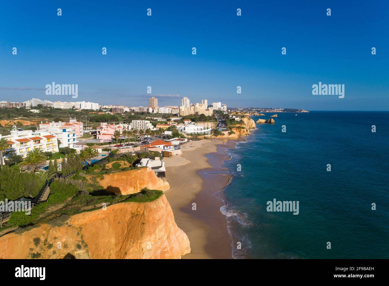 Aerial view of the Vau Beach (Praia do Vau) in Portimao, Algarve ...