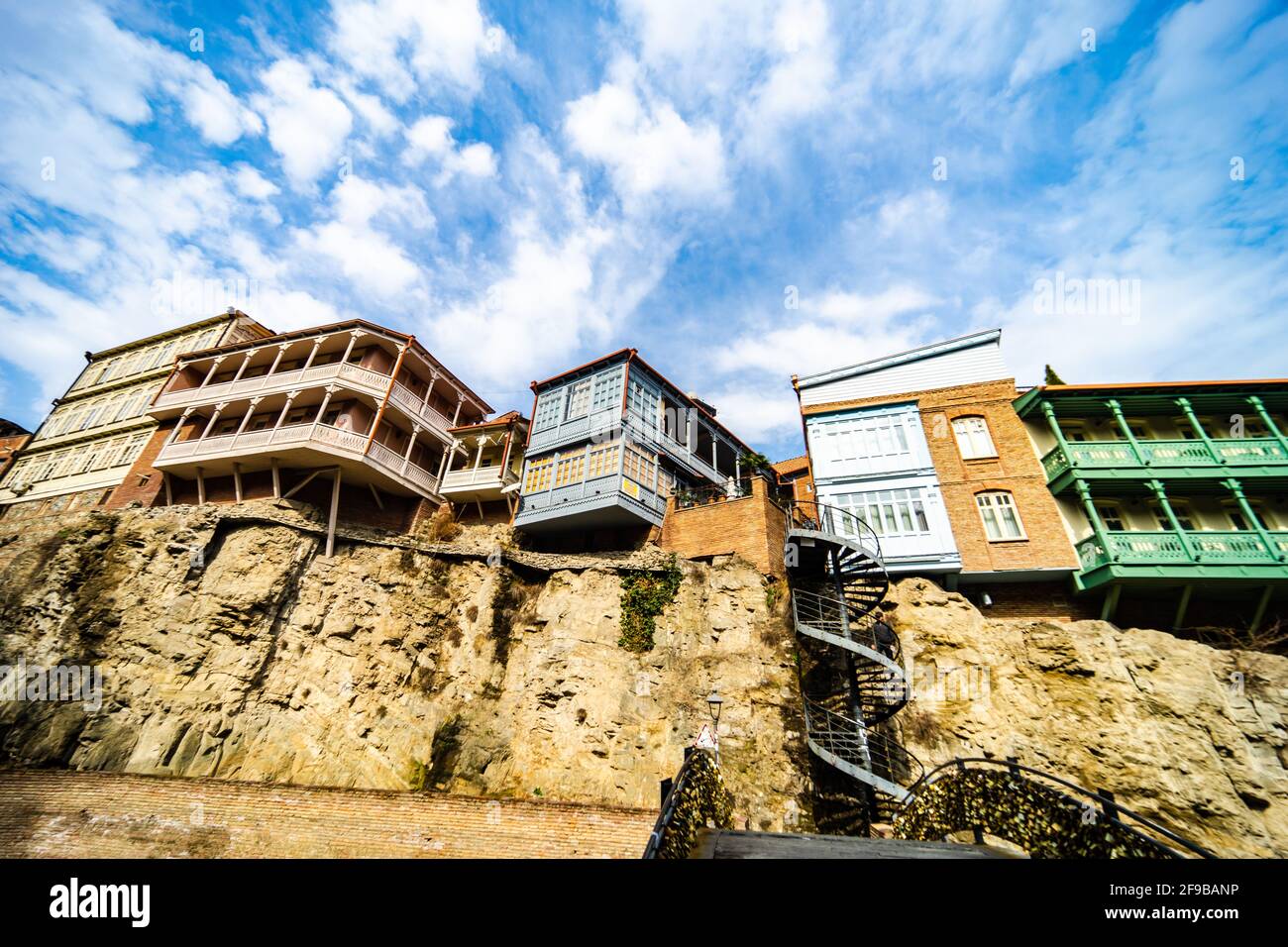 Famous Fig ravine in Old Tbilisi with its architecture in spring time ...