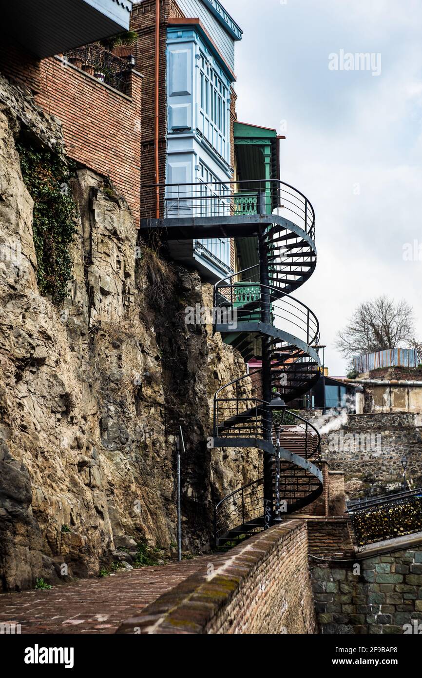 Famous Fig ravine in Old Tbilisi with its architecture in spring time ...