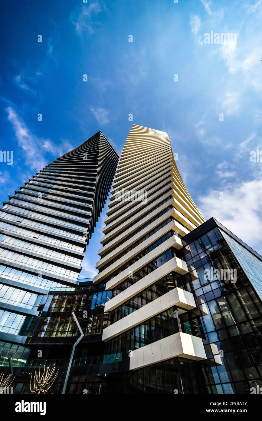 Famous spiral white and black twins building located on Chavchavadze ...