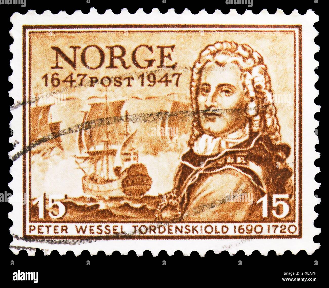 MOSCOW, RUSSIA - SEPTEMBER 24, 2019: Postage stamp printed in Norway shows Peter Wessel ...