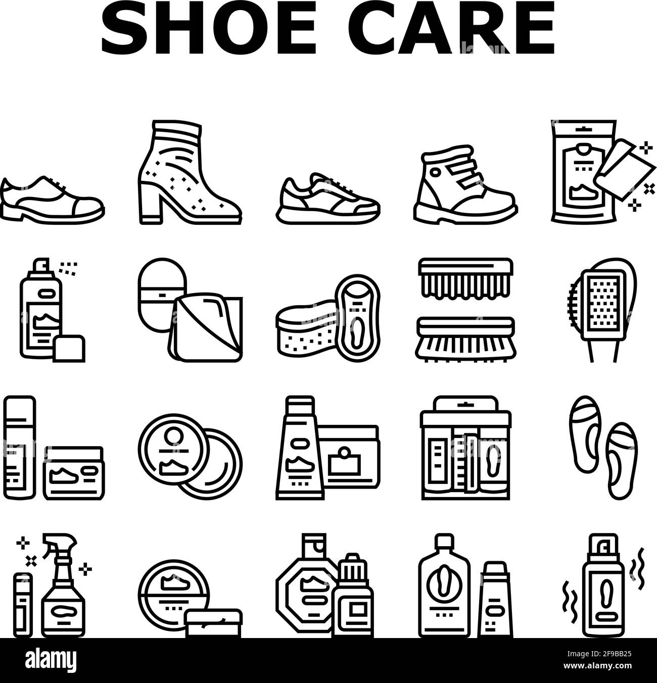 Shoe Care Accessories Collection Icons Set Vector Stock Vector Image ...