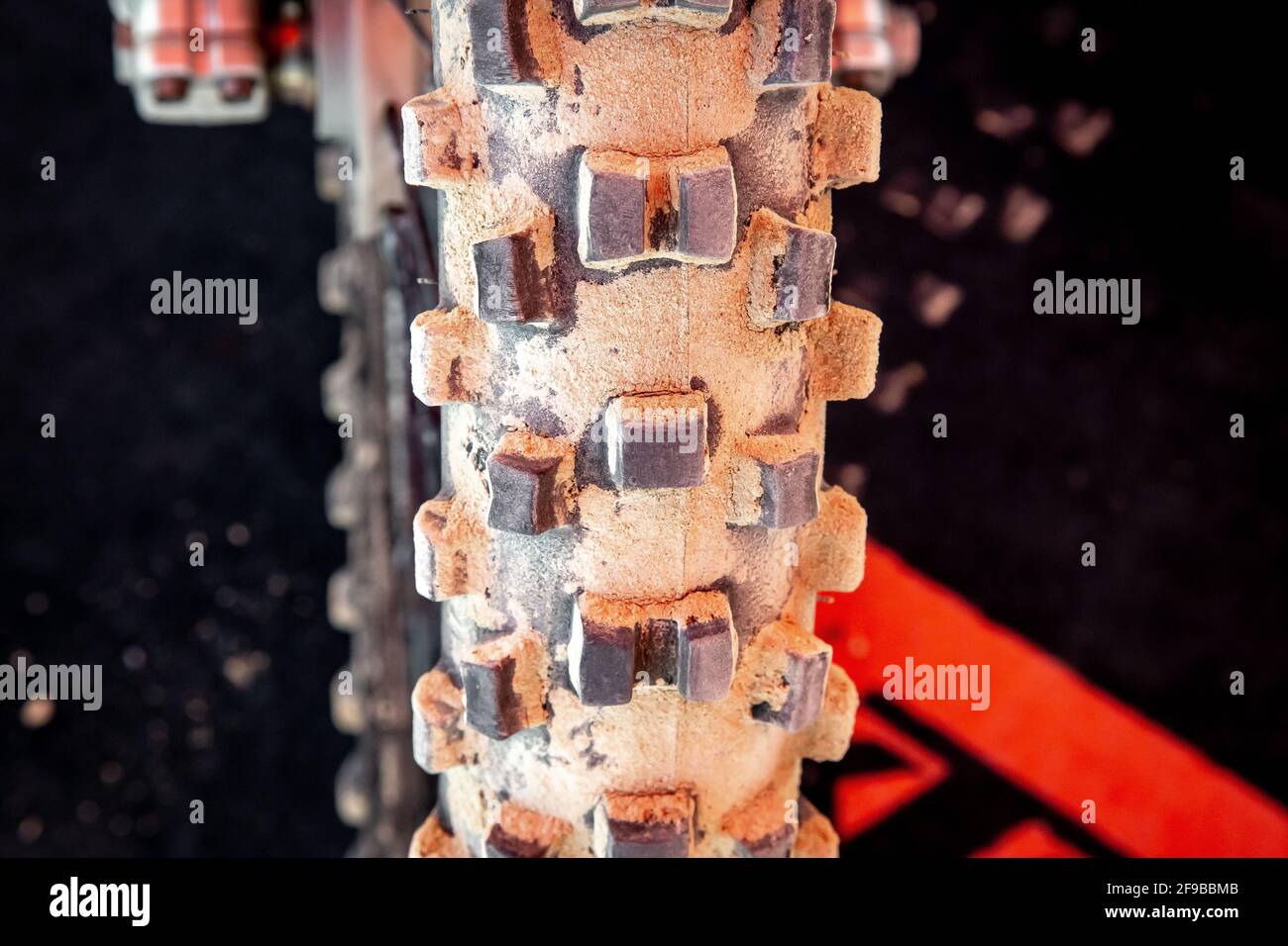 off road motorbike tyre up clos Stock Photo - Alamy