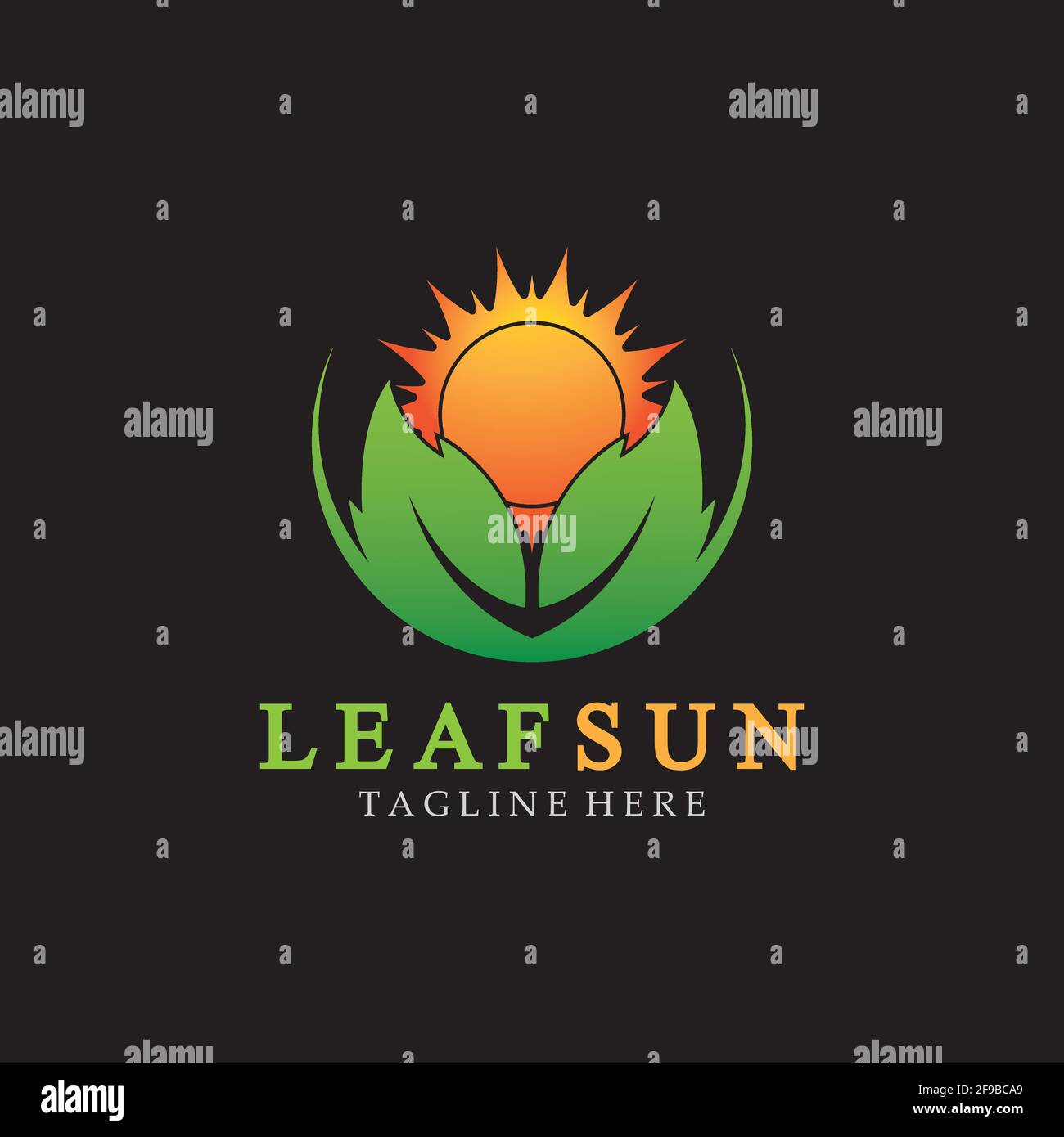 Sun & Green Leaf Logo Icons vector design template. Eco Sun Energy Logo ...