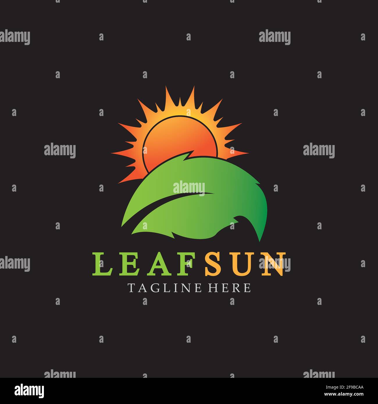 Sun & Green Leaf Logo Icons vector design template. Eco Sun Energy Logo ...