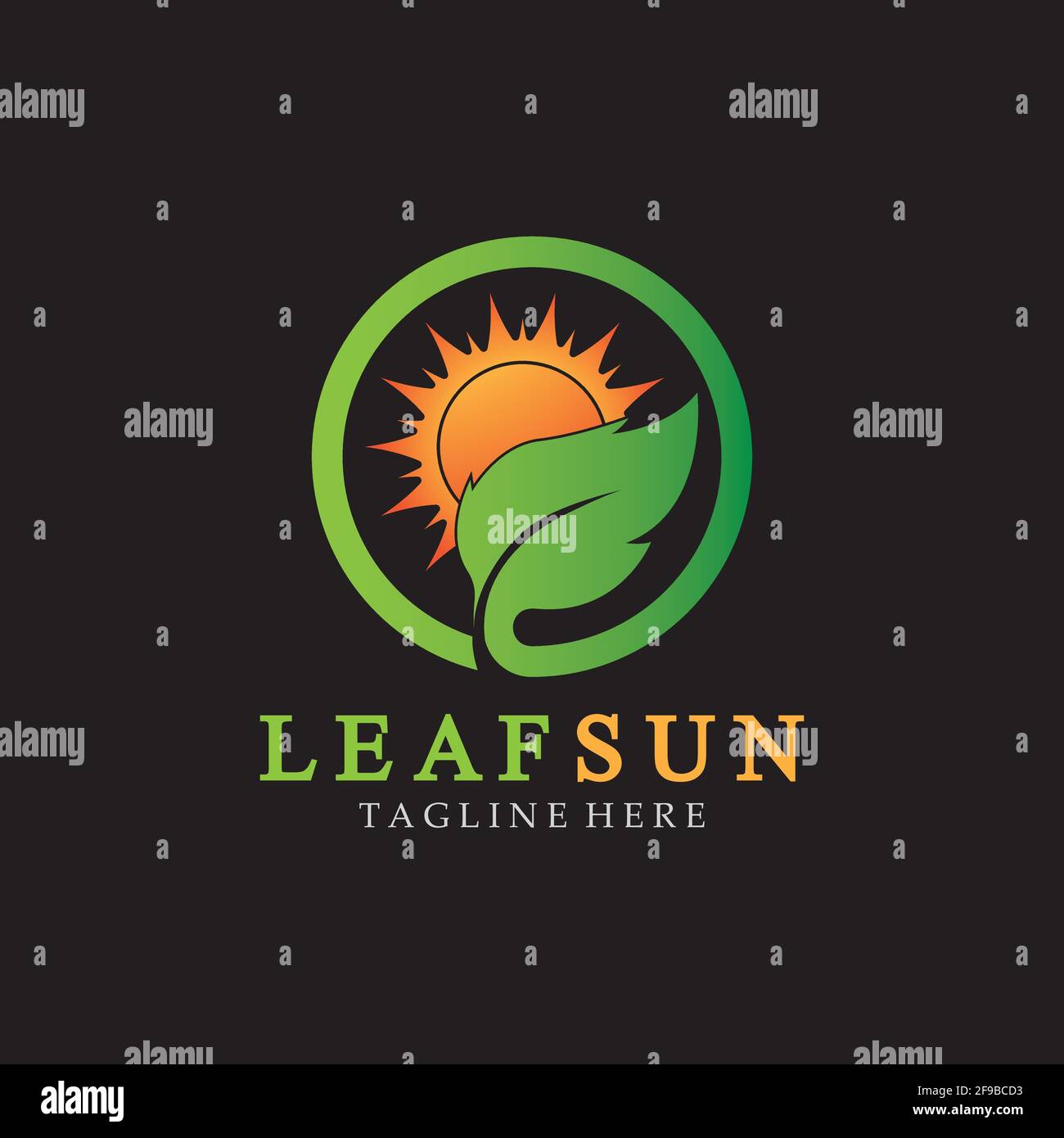 Sun & Green Leaf Logo Icons vector design template. Eco Sun Energy Logo ...