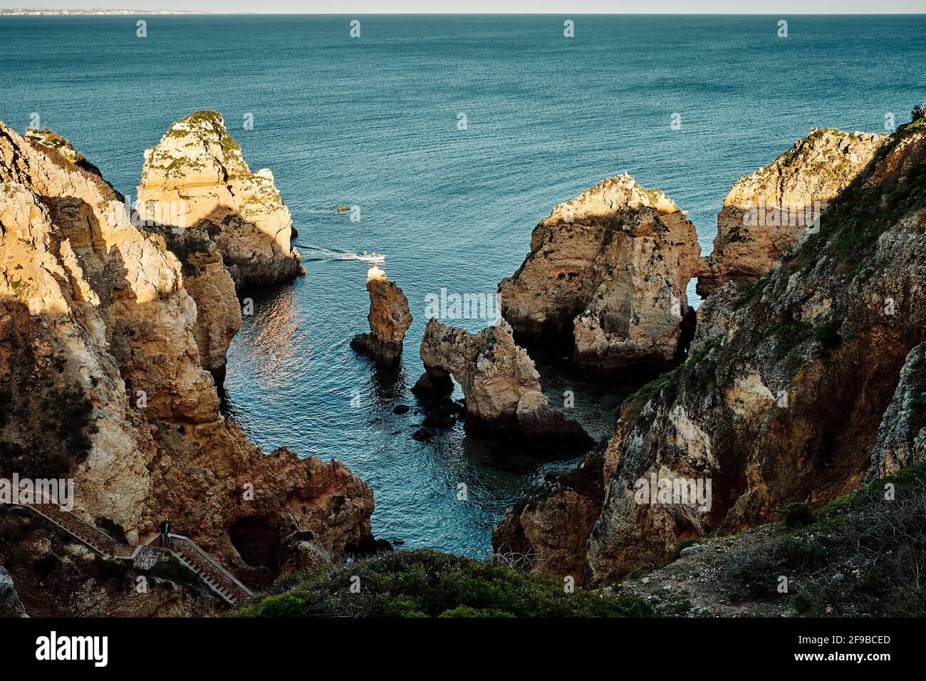 Beautiful view of sea rocks on the coast in Lagos, Algarve, Portugal ...