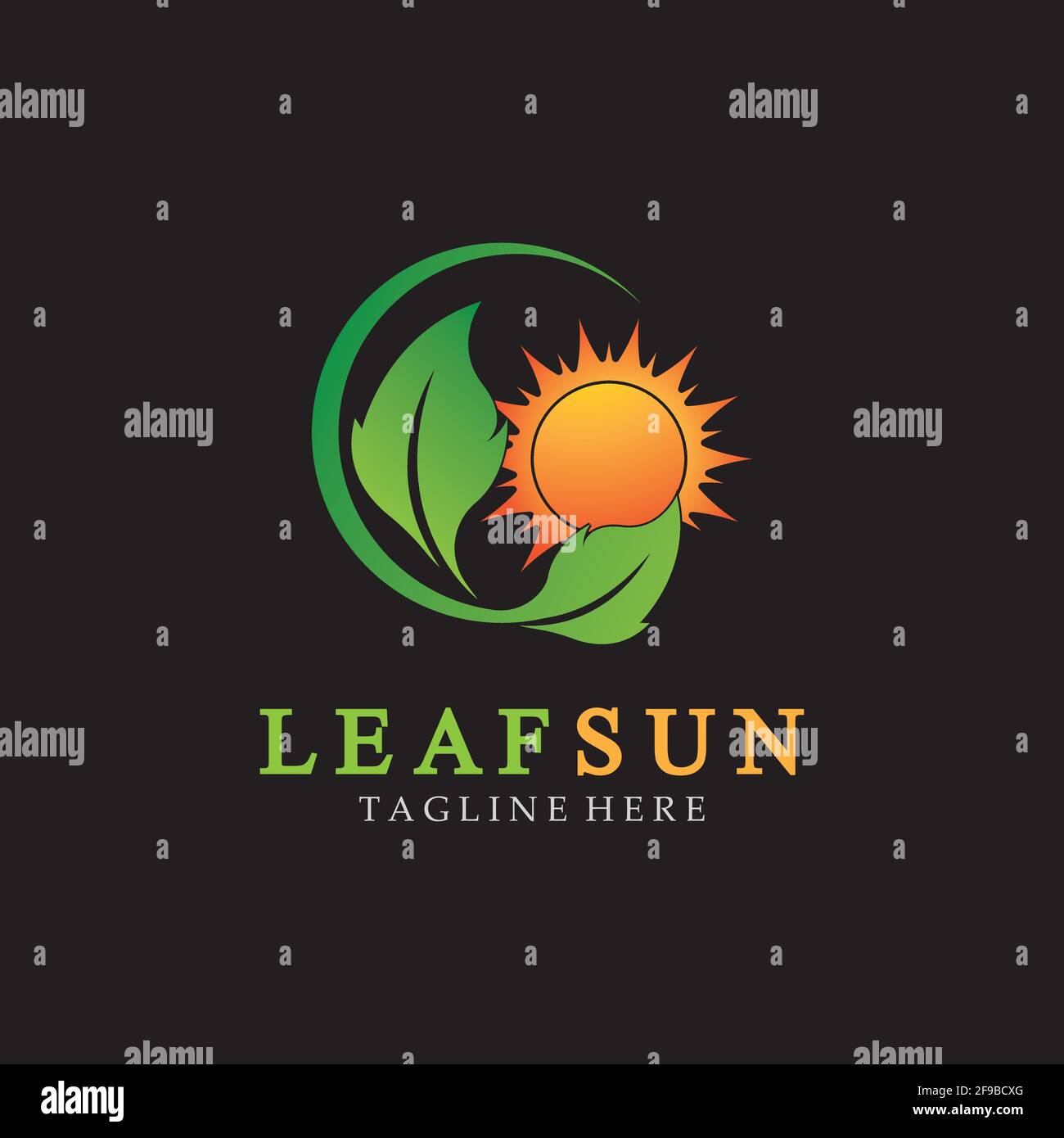 Sun & Green Leaf Logo Icons vector design template. Eco Sun Energy Logo ...