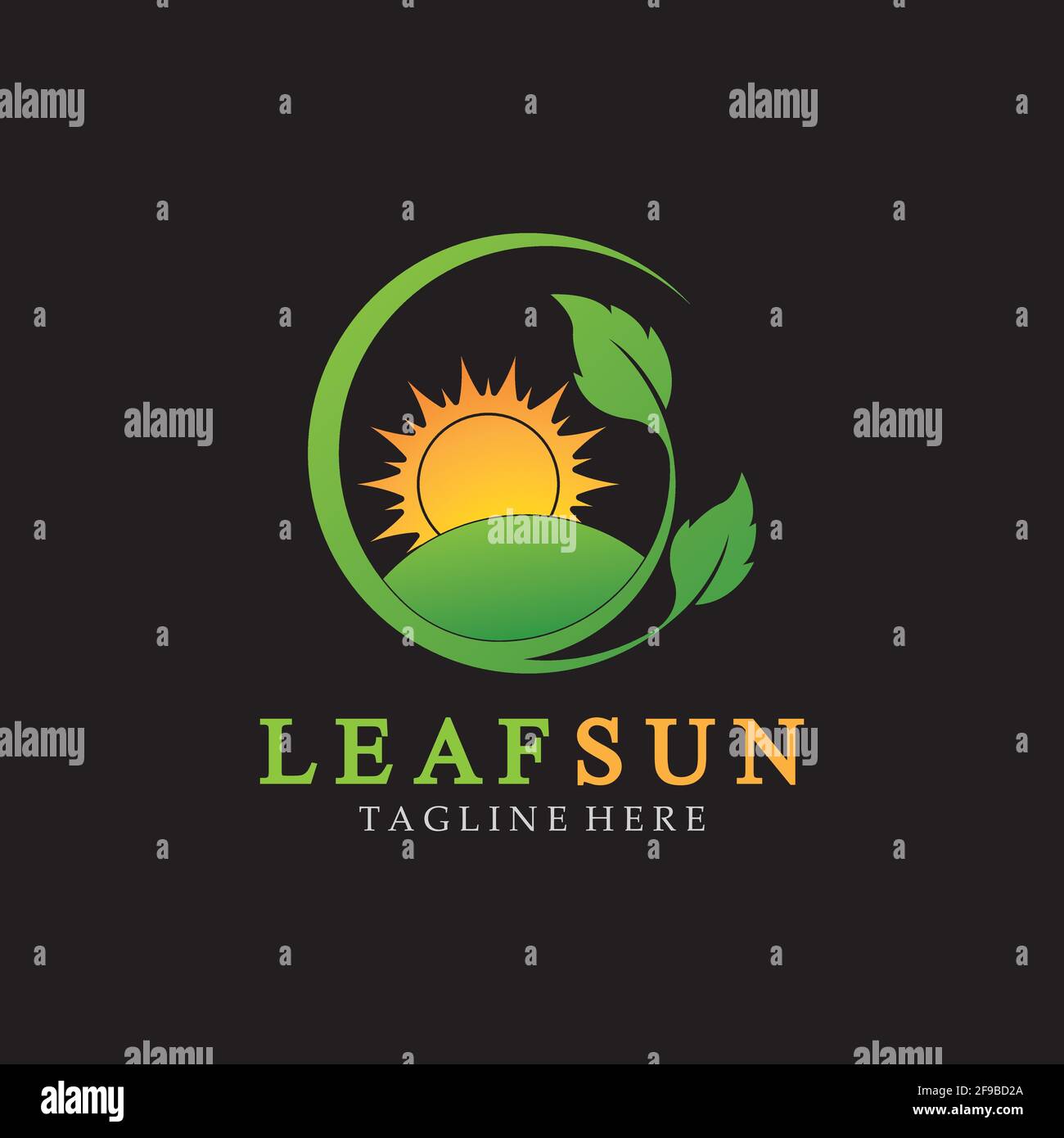 Sun & Green Leaf Logo Icons vector design template. Eco Sun Energy Logo ...