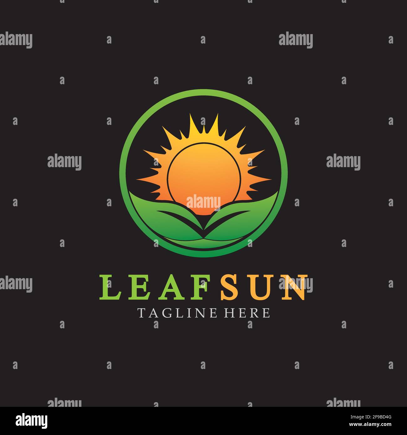 Sun & Green Leaf Logo Icons vector design template. Eco Sun Energy Logo ...