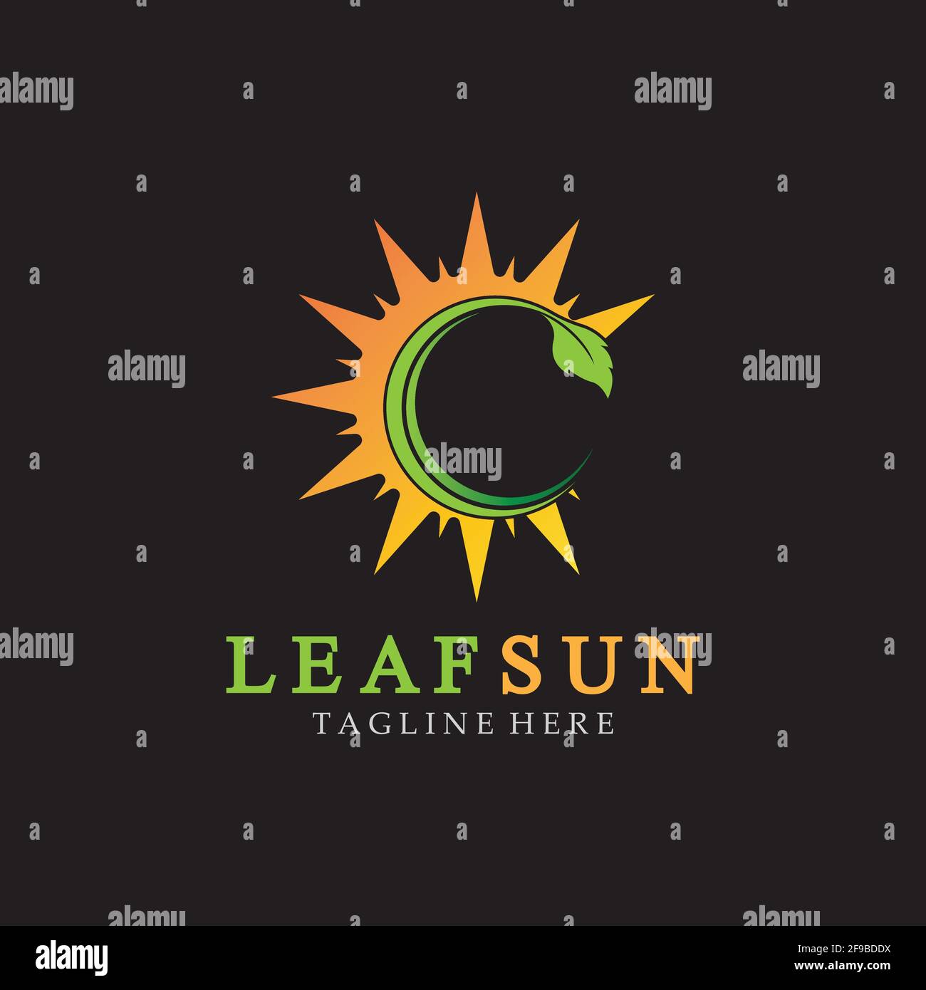Sun & Green Leaf Logo Icons vector design template. Eco Sun Energy Logo ...