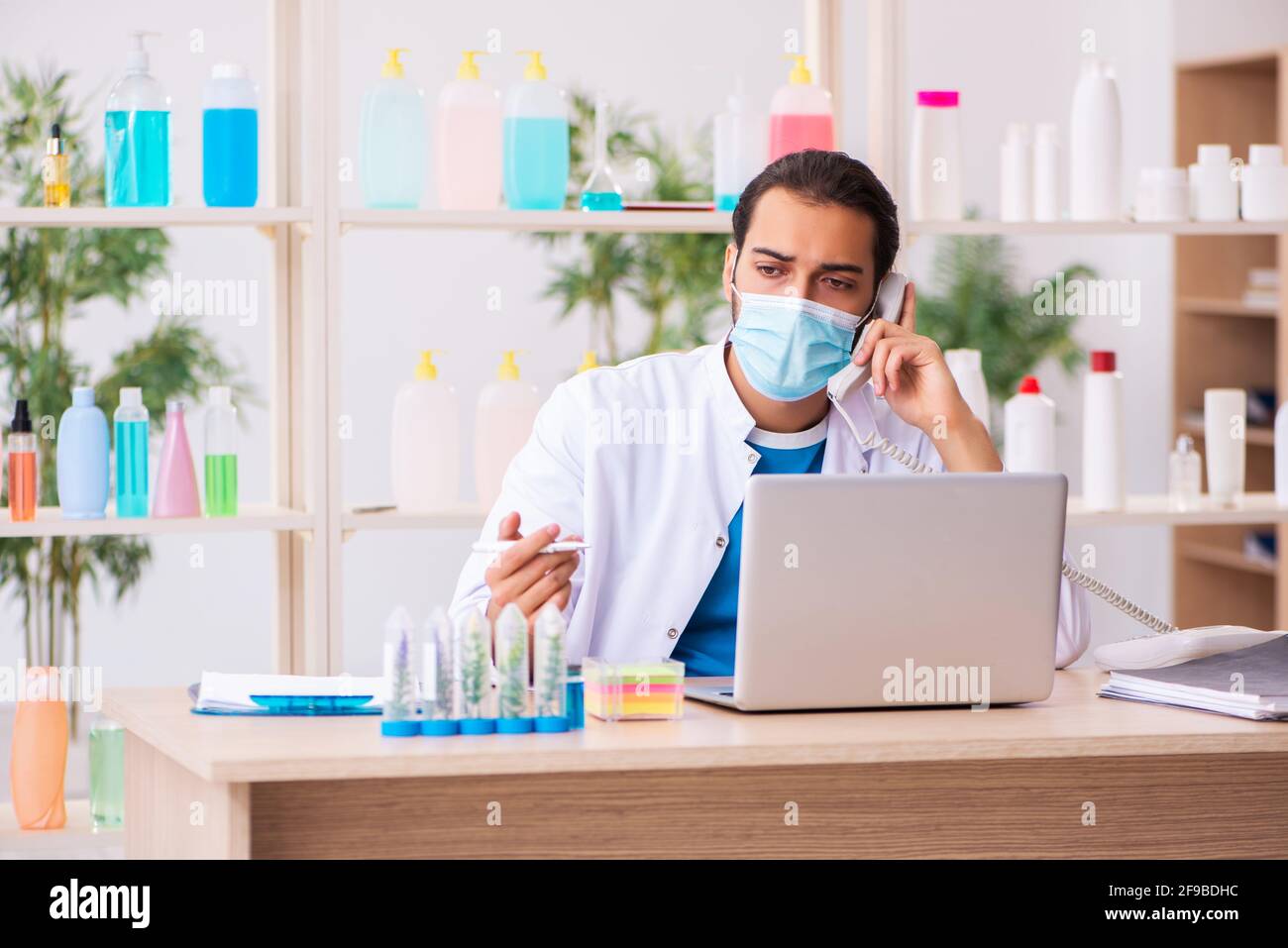 Young chemist testing soap in the lab Stock Photo - Alamy