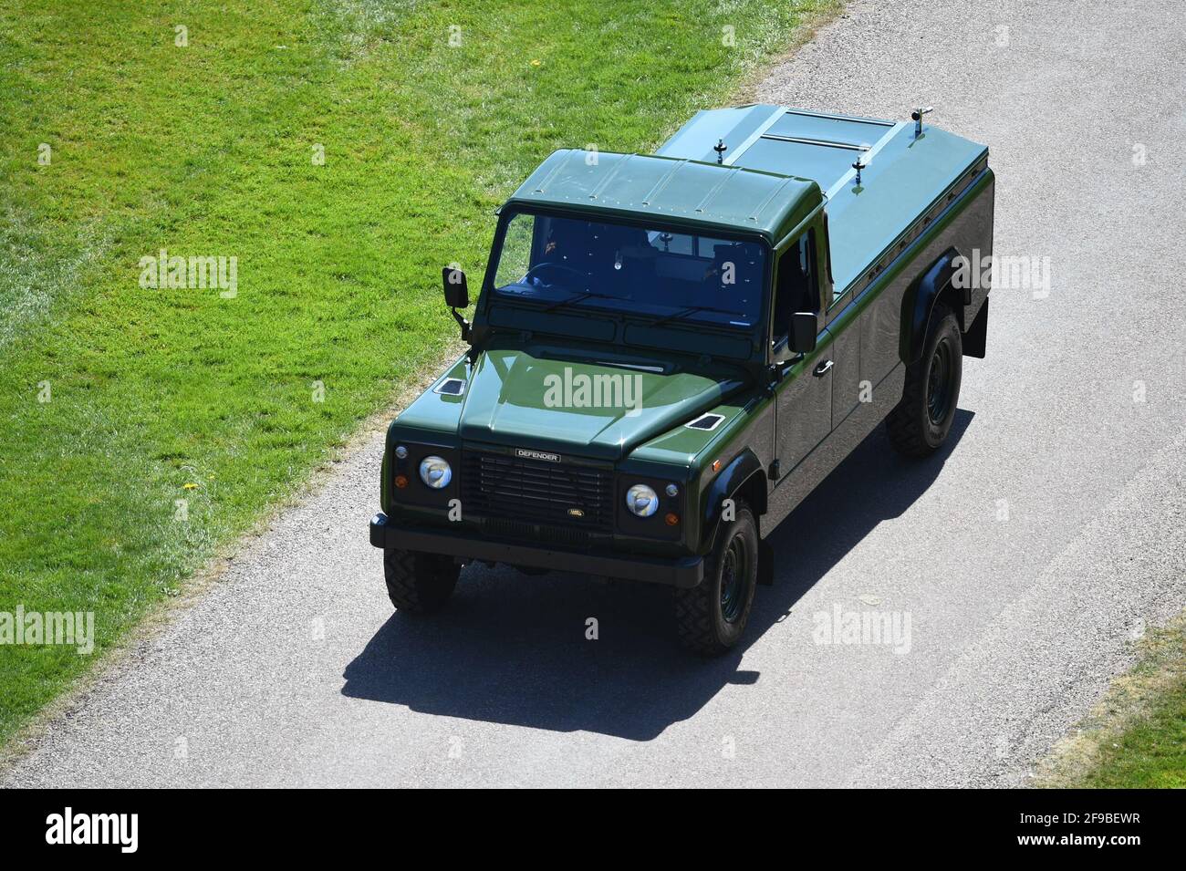 The modified Jaguar Land Rover that will carry the coffin of the Duke ...