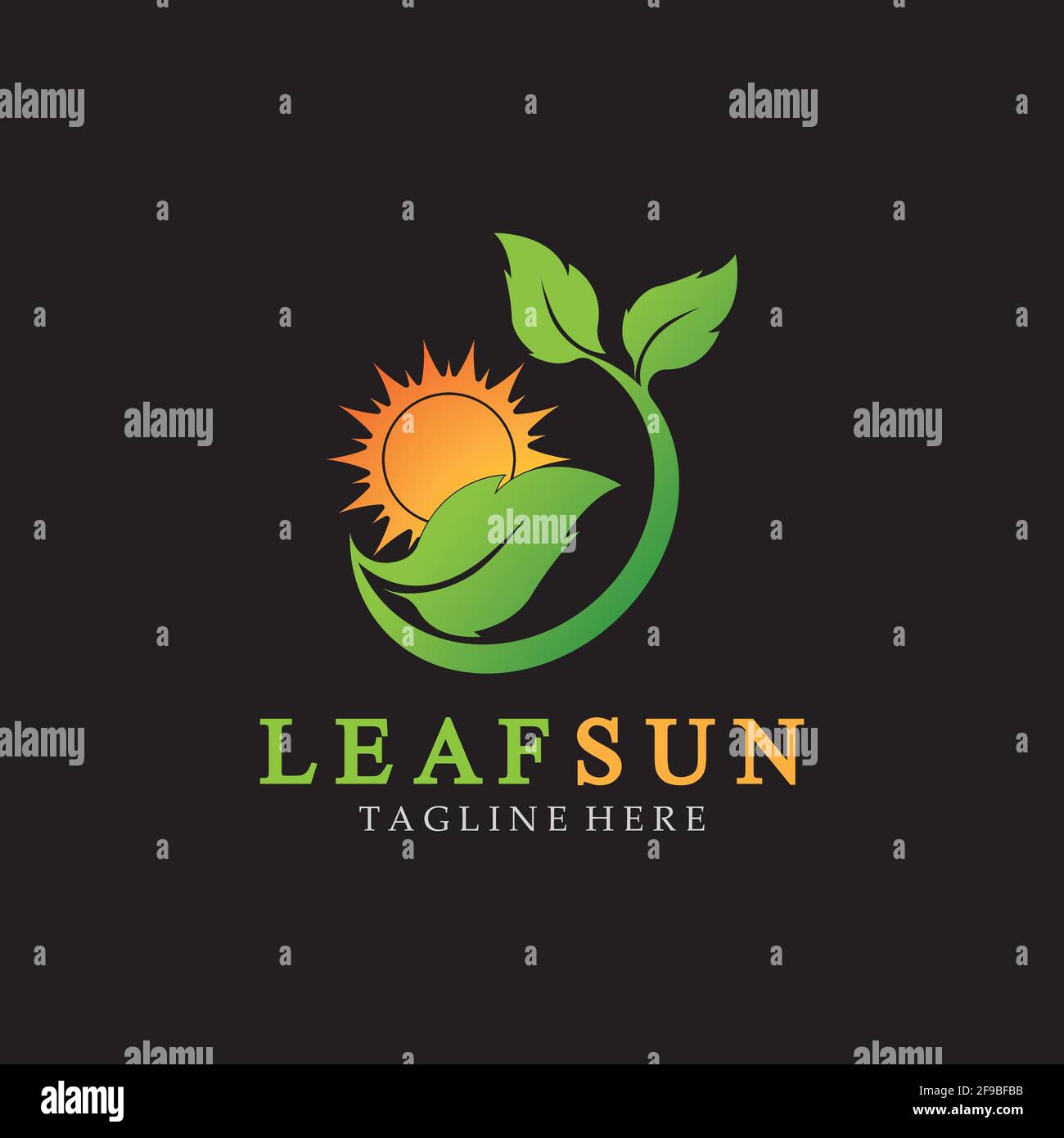 Sun & Green Leaf Logo Icons vector design template. Eco Sun Energy Logo ...